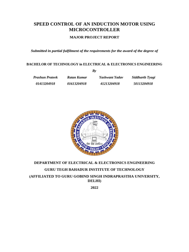 Speed Control of An Induction Motor Using Microcontroller | PDF | Electric Motor | Rectifier