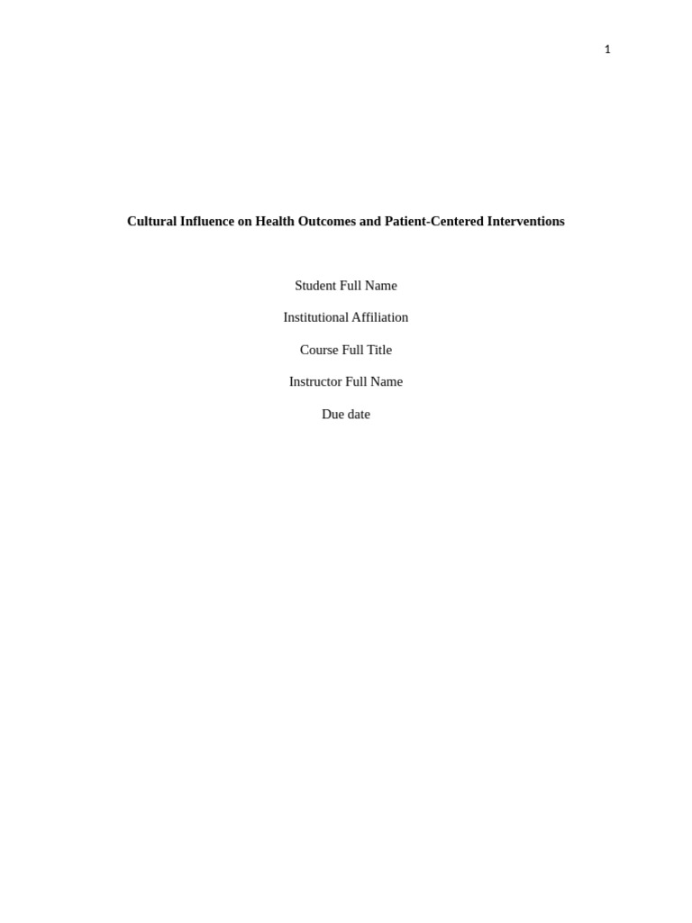 Cultural Influence On Health Outcomes and Patient | PDF | Health Care ...