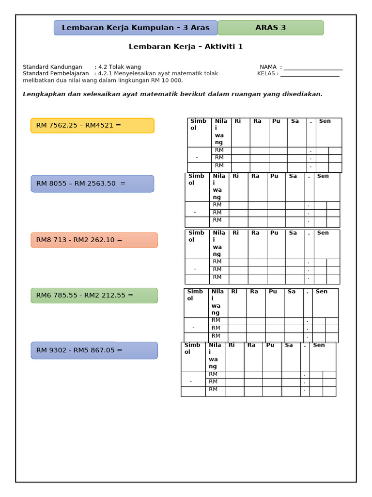 Lembaran Kerja Aras 3 | PDF