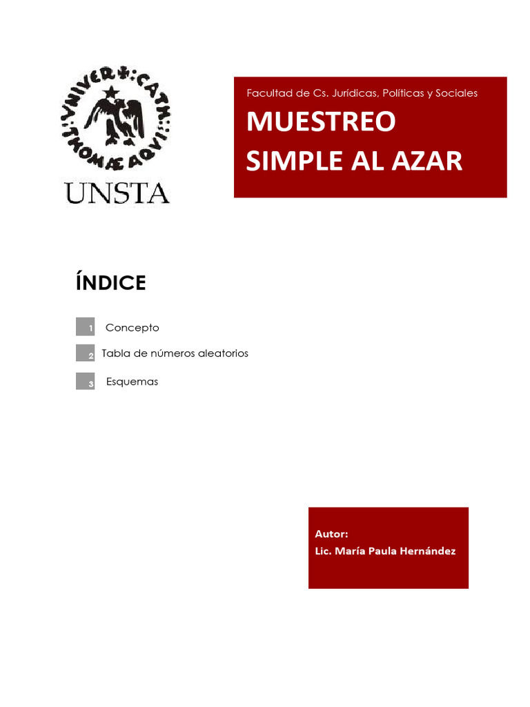 Muestreo Simple al Azar: Conceptos y Esquemas | PDF | Muestreo ...