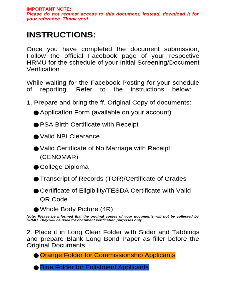 Initial Screening & Document Verification Instructions | PDF