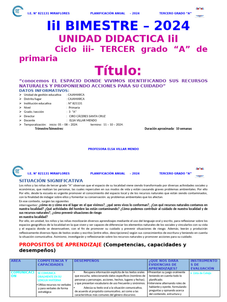UNIDAD DE APRENDIZAJE DEL III BIMESTRE 3 B 2024 Luz Elena | PDF | Geometría
