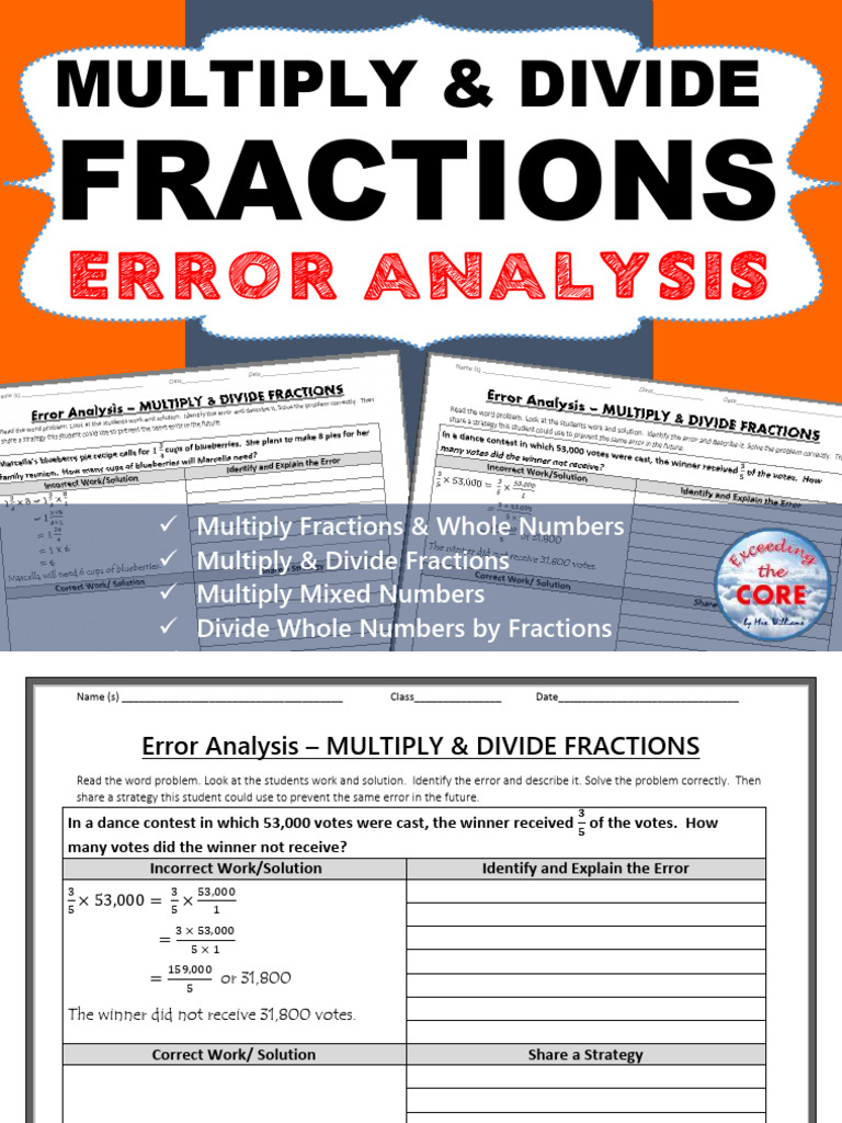 19 - MULTIPLY & DIVIDE FRACTIONS Word Problems - Find The Error - Print ...
