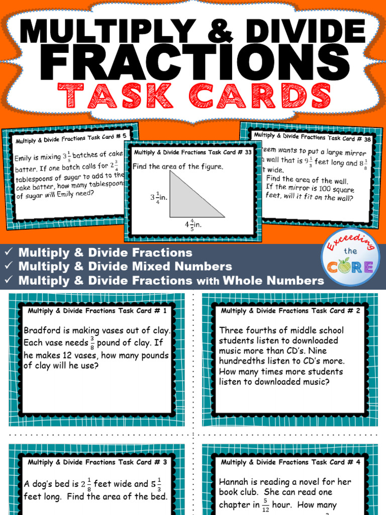 18 - Multiply & Divide Fractions Word Problems - Task Cards (40 Cards ...