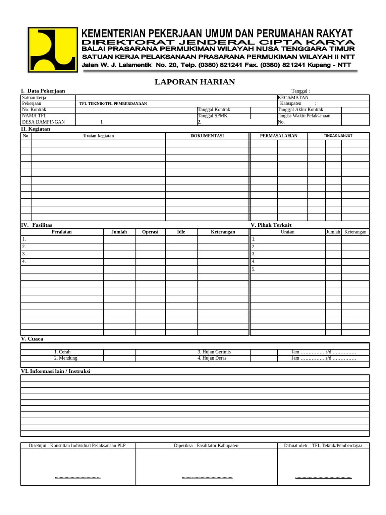 Format LAPORAN HARIAN | PDF