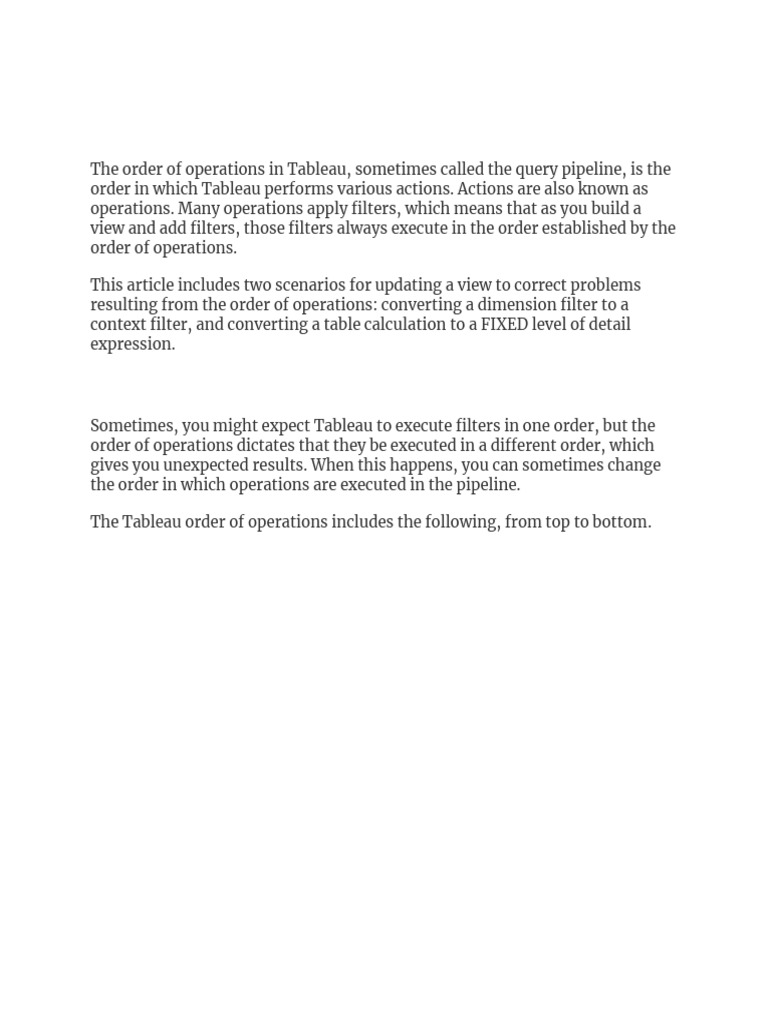 12 Tableau Order of Operations | PDF | Percentage