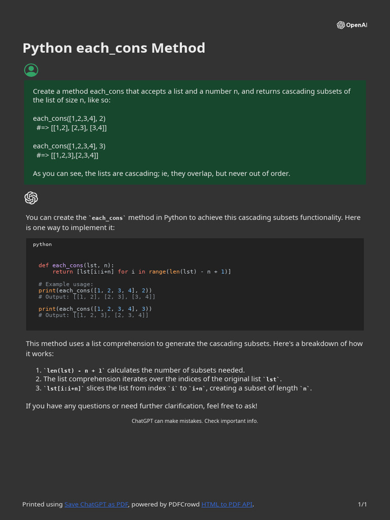 Python each_cons Method for Subsets | PDF
