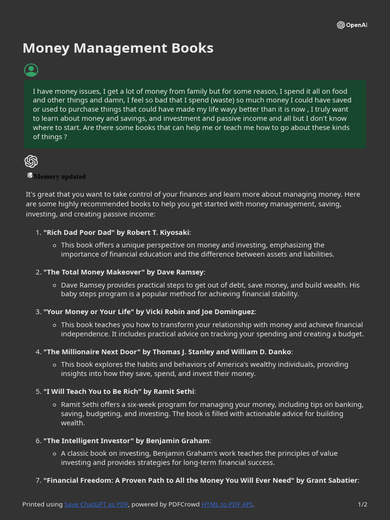 Money Management Books | PDF | Economies