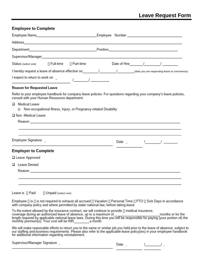 Leave Request Form | PDF