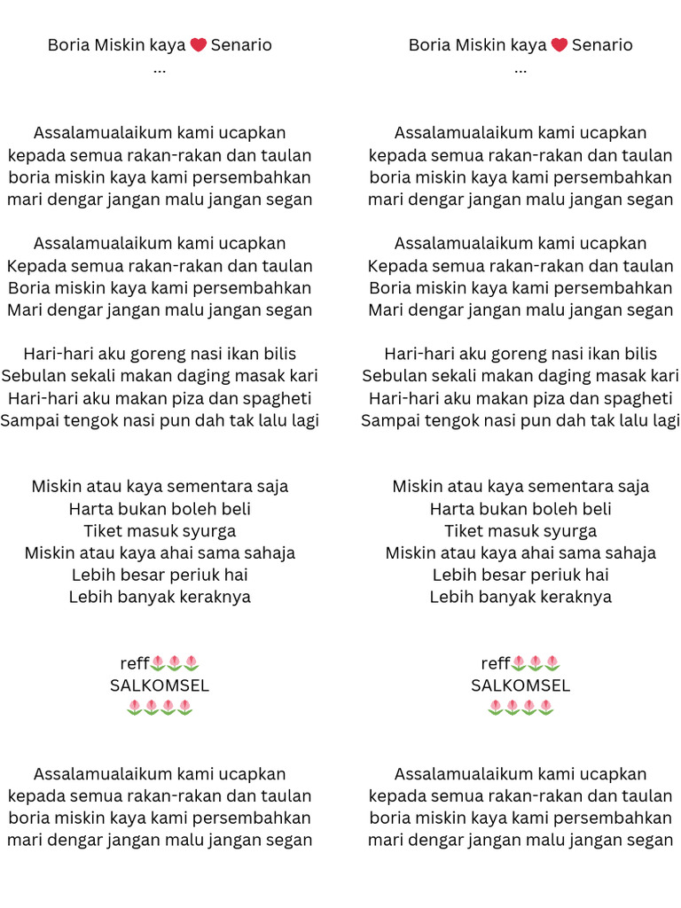 Boria Miskin Kaya Senario ... Assalamualaikum Kami Ucapkan Kepada Semua Rakan-Rakan Dan Taulan ...