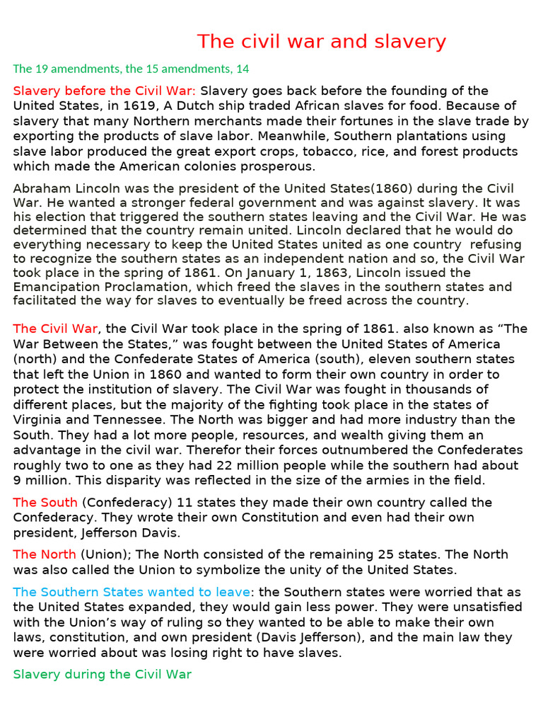 2-The Civil War, Slavery | PDF | American Civil War | Slavery In The ...
