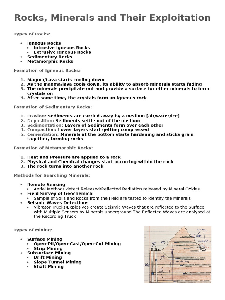 Formation and Exploitation of Rocks | PDF | Rock (Geology ...