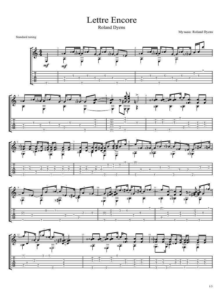 Roland Dyens - Lettre Encore TAB | PDF | Character Encoding | Encodings