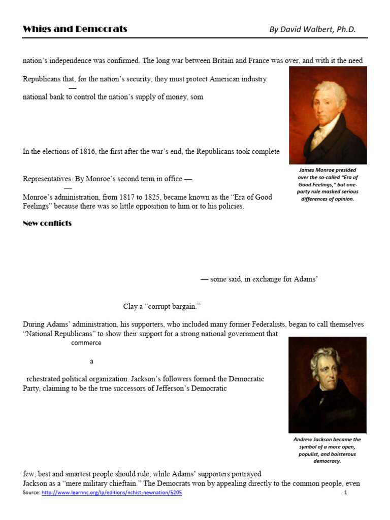 Rise of Whigs and Democrats in America | PDF | Whig Party (United ...