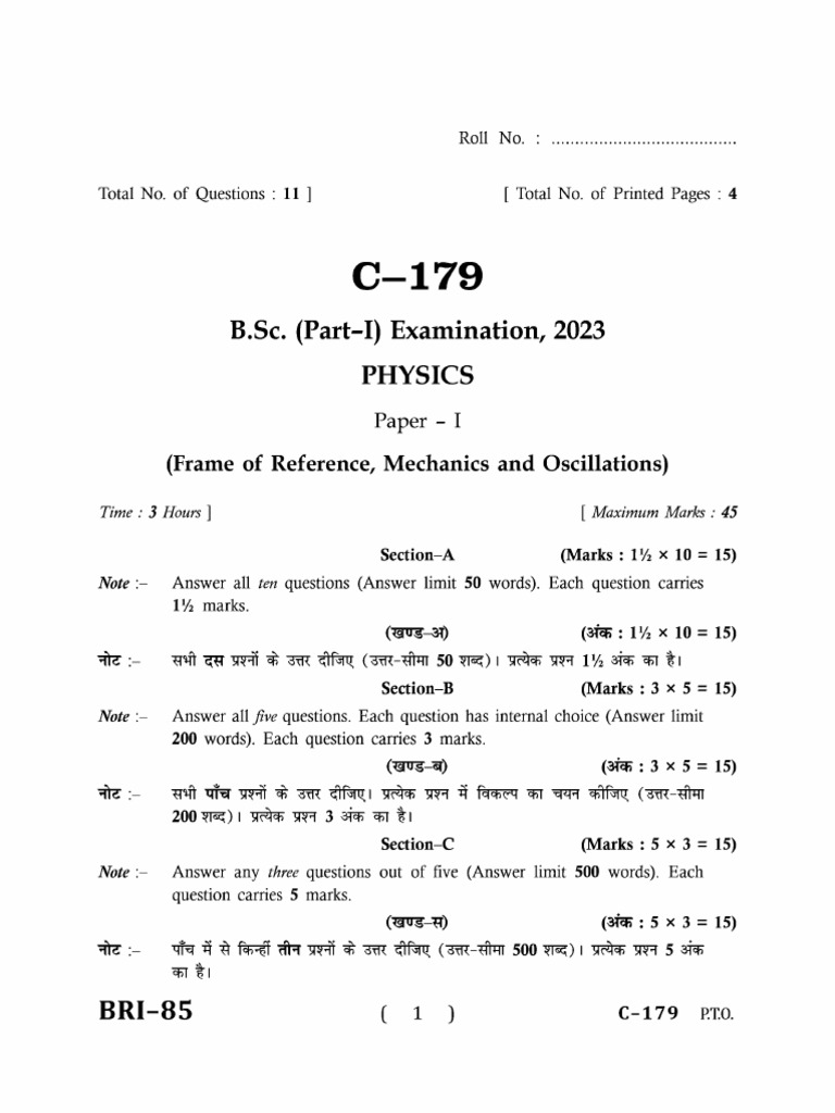 BSC Part 1 Physics p1 Frame of Reference Mechanics and Oscillations C 179 2023 | PDF | Social ...