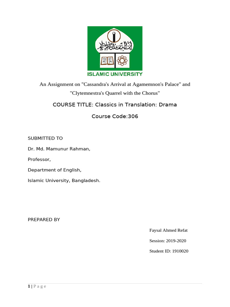 Cassandra and Clytemnestra in Agamemnon | PDF | Oresteia | Cassandra