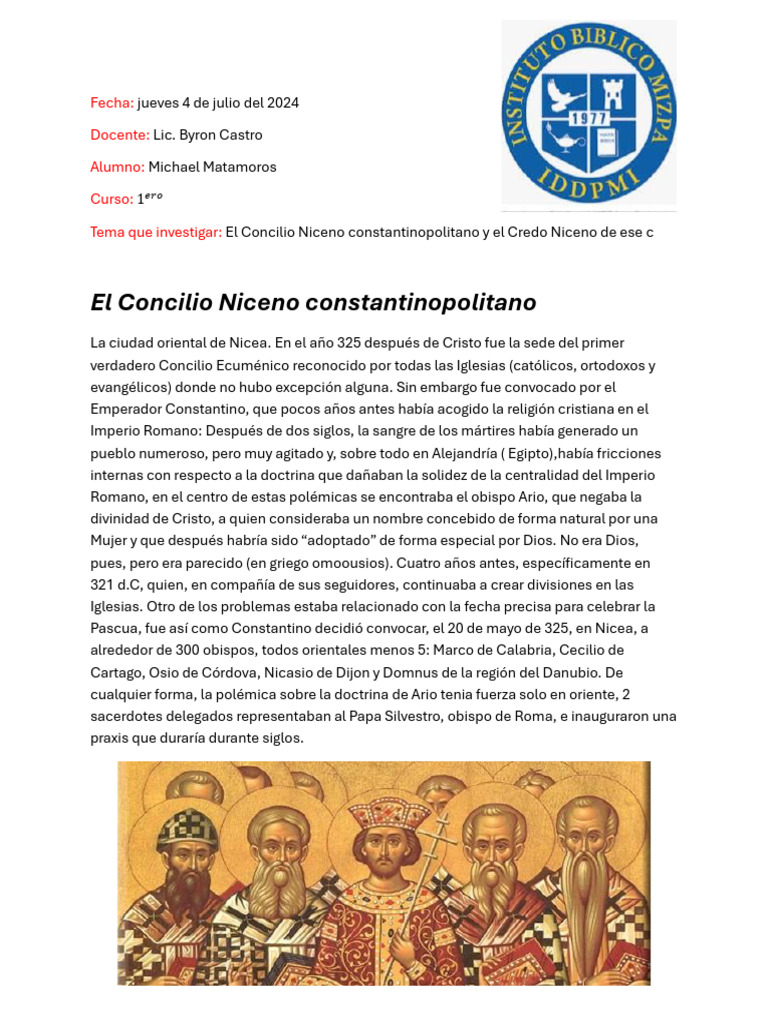 El Concilio Niceno | PDF | Familias denominacionales cristianas ...