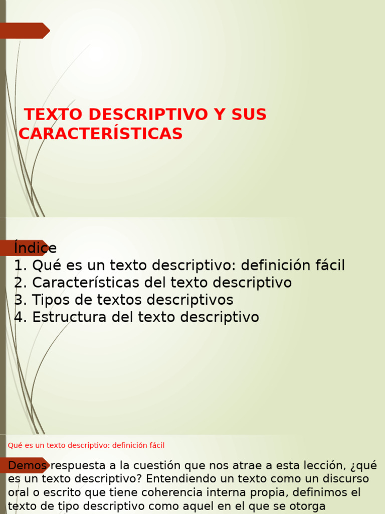 Texto Descriptivo, Características y Clases | PDF | Narración | Información