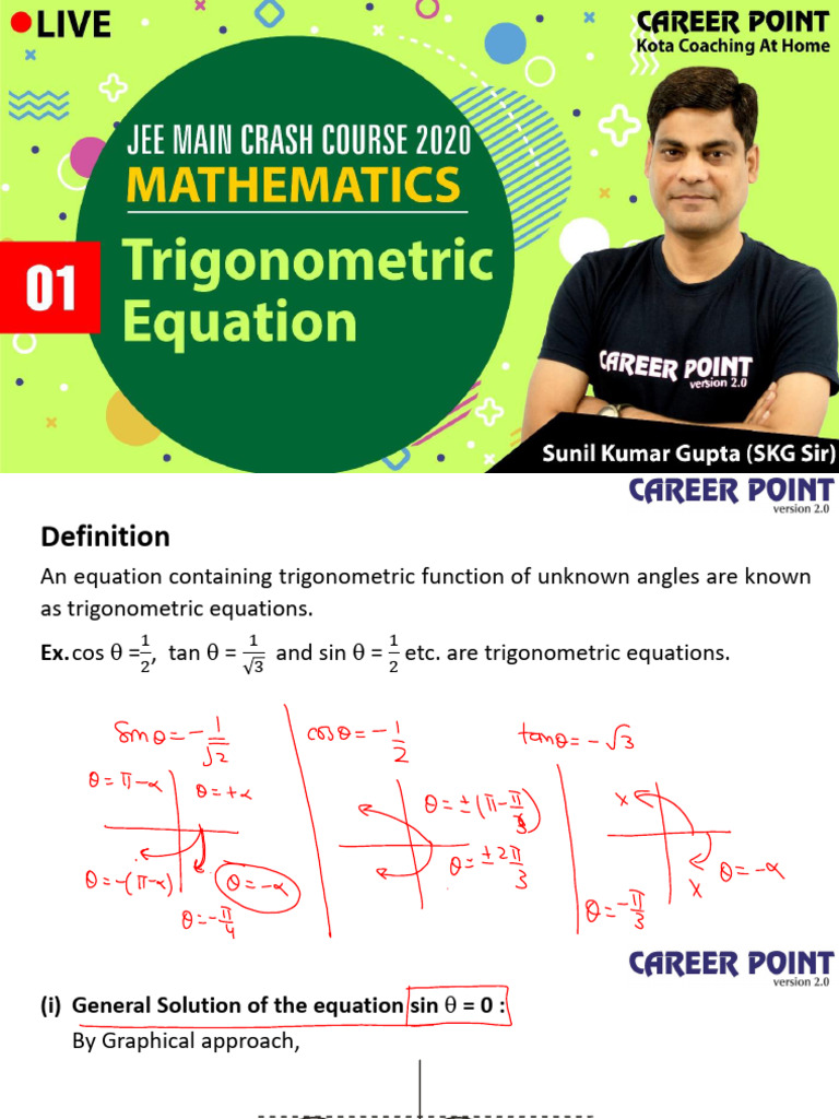 20-03-2020 Trignometric Equation Jee Mains PPT (Maths) Crash Course | PDF | Trigonometric ...