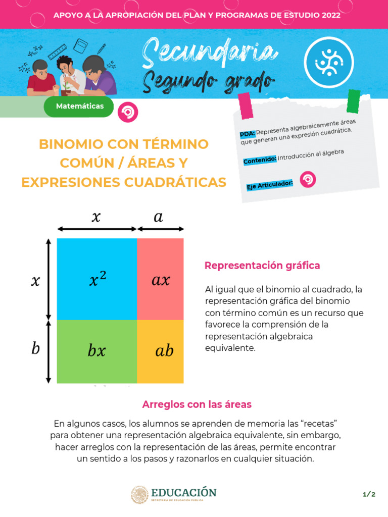 Mat - 2° - Binomio Con Termino Comun Areas y Expresiones Cuadraticas ...