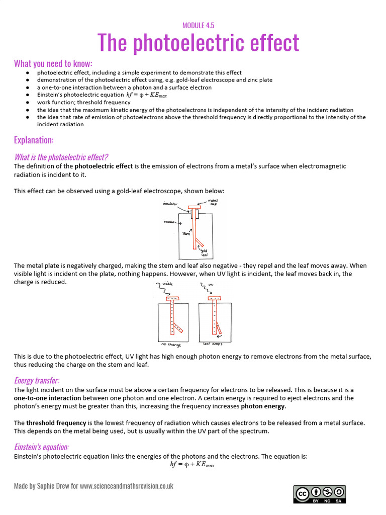 Gold Leaf Experiment on Photoelectric Effect | PDF | Photoelectric ...