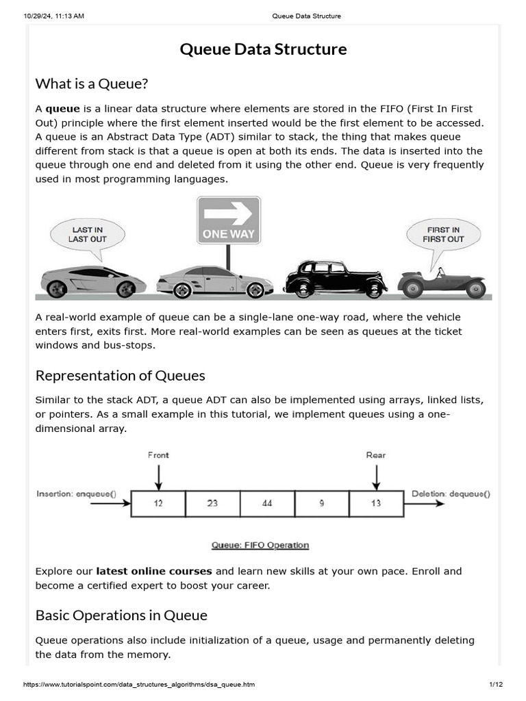 Part 1 Queue Data Structure Pdf Queue Abstract Data Type Computer Programming