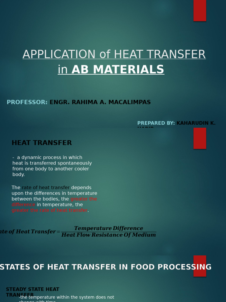 HABIB APPLICATION of HEAT TRANSFER | PDF | Heat Transfer | Convection
