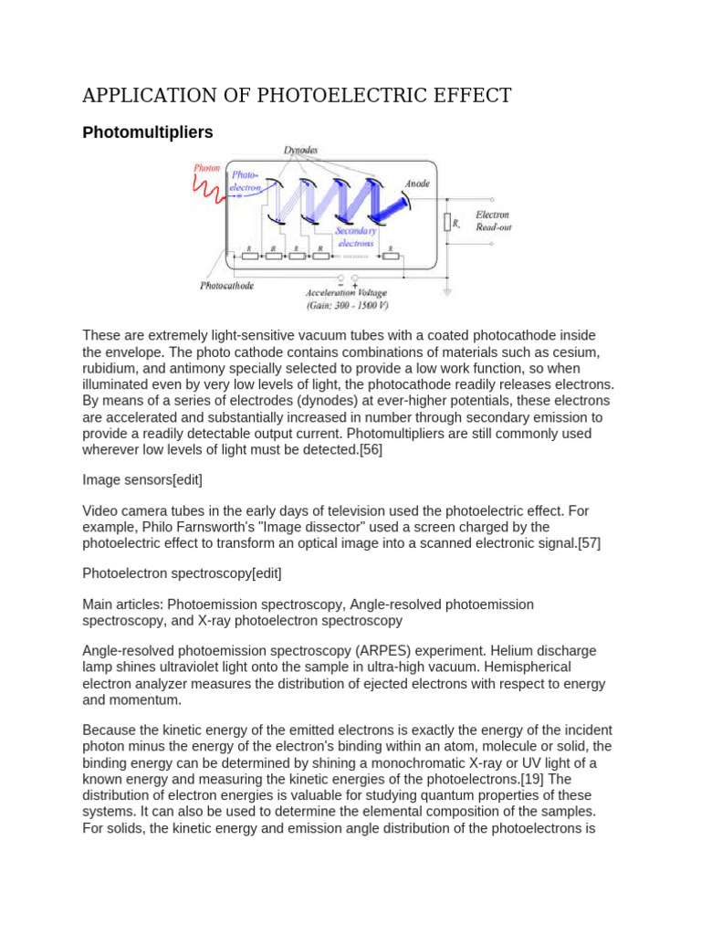 Application of Photoelectric Effect | PDF | Photoelectric Effect | Electron