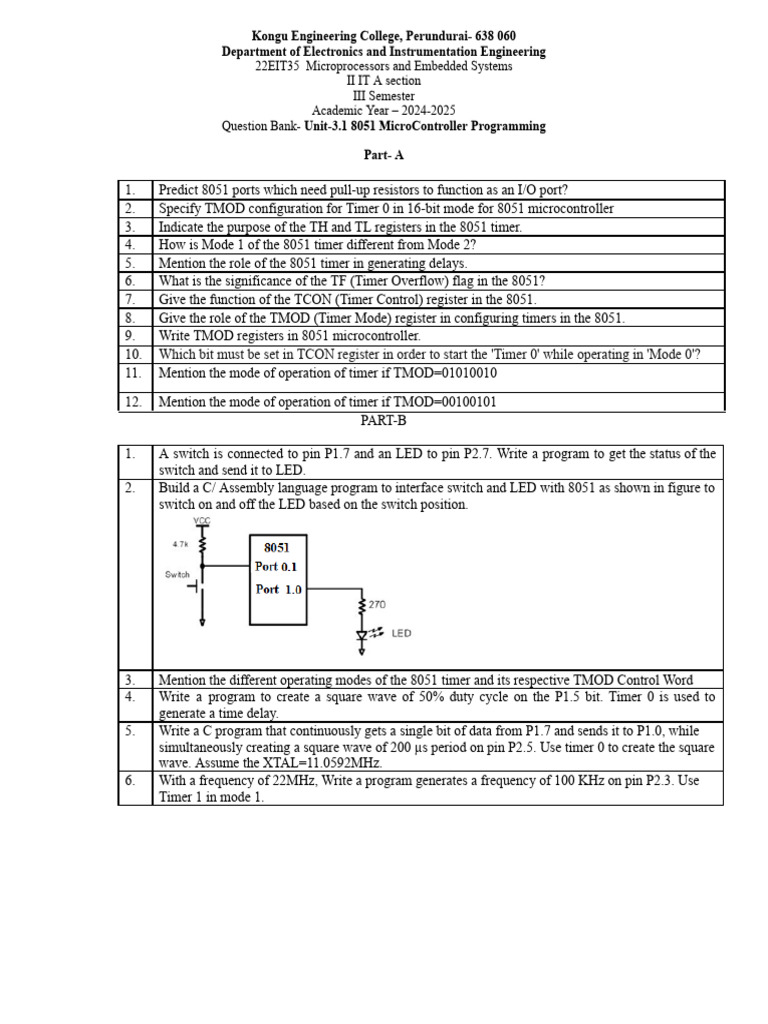 Unit 3.1 - 3.3 MES QB | PDF | Microcontroller | Classes Of Computers