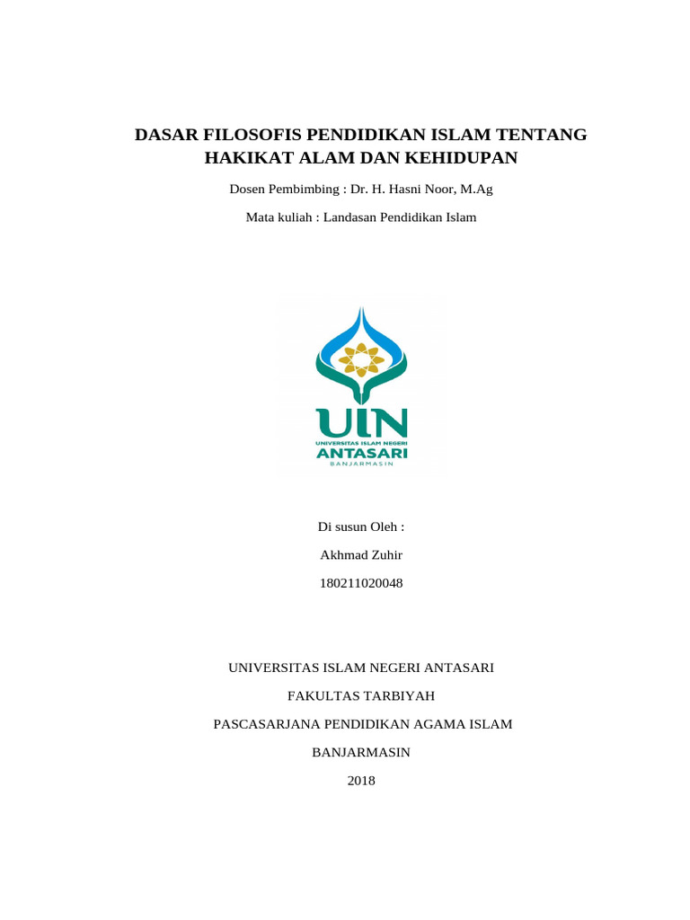 Filosofi Pendidikan Islam dan Alam | PDF