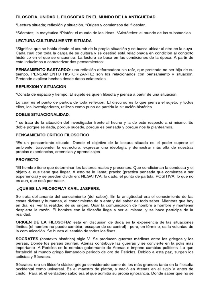 Filosofia Resumen | PDF | Platón | Teoría de sustancias