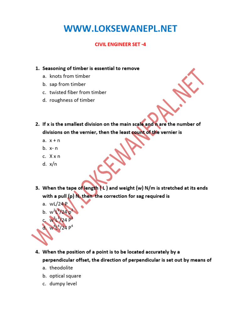 Civil Engineering PSC Question and Answer PDF 4 | PDF | Concrete | Cement