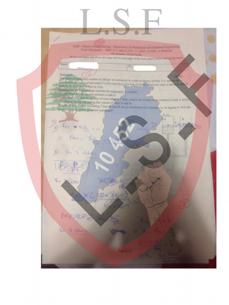 Fluids Exam 1 Fall 2013 | PDF