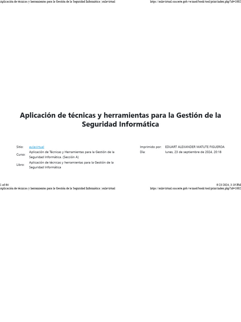 Aplicación de Técnicas y Herramientas para La Gestión de La Seguridad Informática - Aulavirtual ...