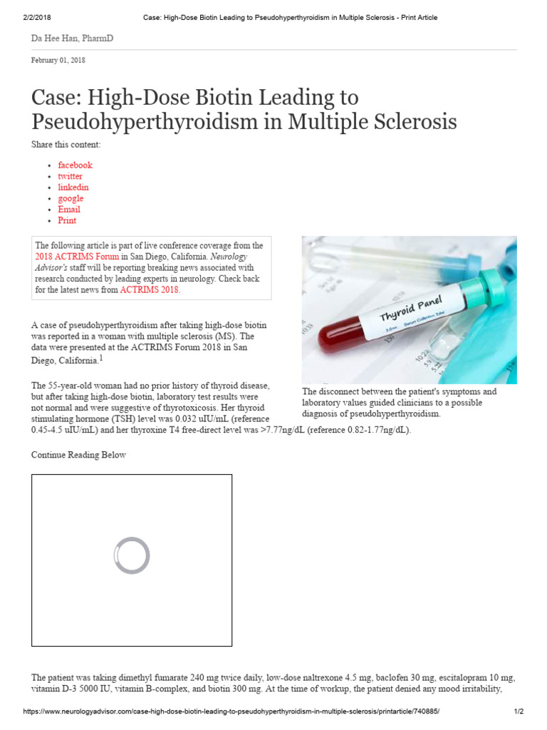 Biotin-Induced Pseudohyperthyroidism in MS | PDF | Thyroid Stimulating ...