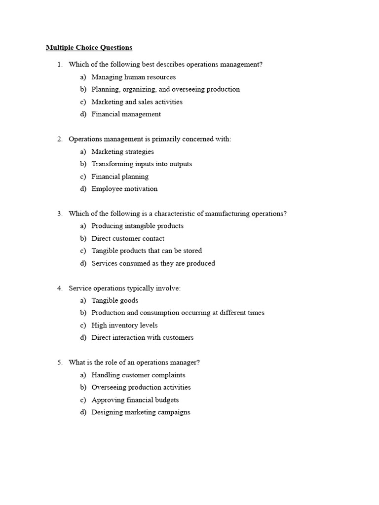 Tutorial 1 - IntroductionToOperationManagement (Q) | PDF | Operations ...
