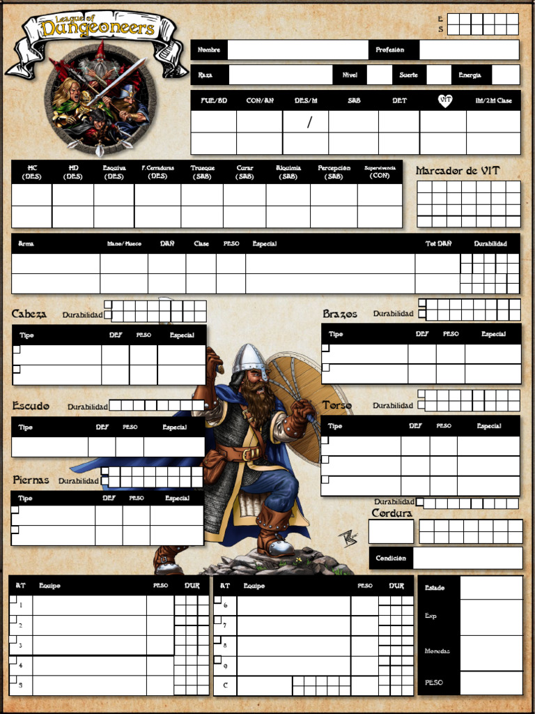 LoD Ficha Personaje Masculino 003 | PDF