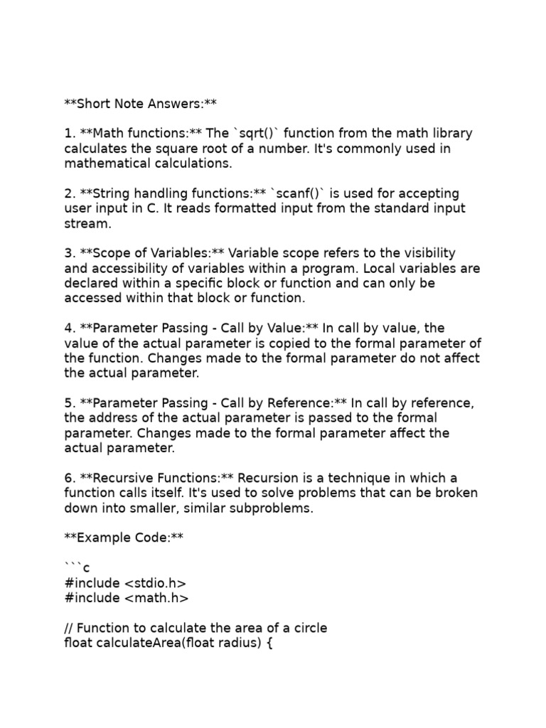 C Programming Functions and Recursion | PDF | Computers