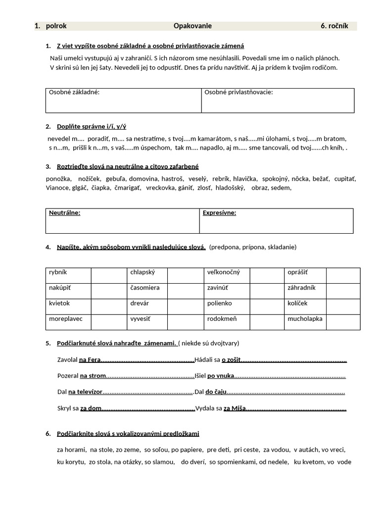 Opakovanie Pred Polrokom 6 144252646065855cf202c80 | PDF