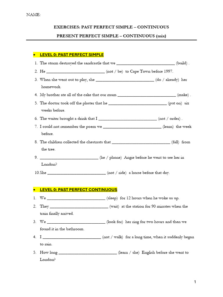 EXERCISES Present Perfect | PDF