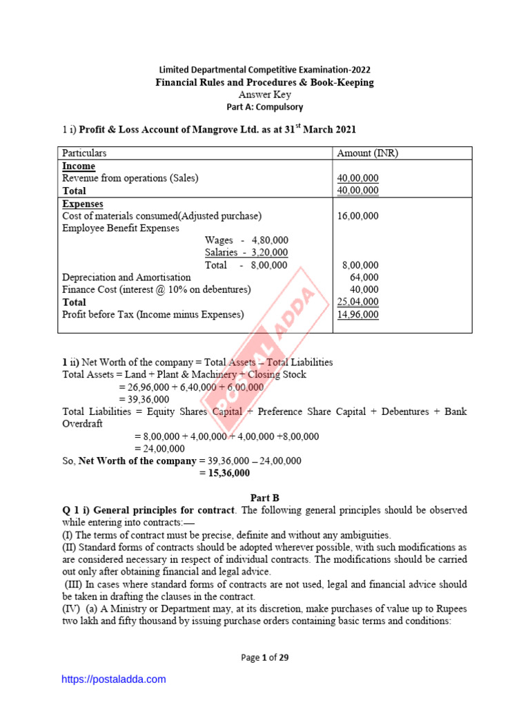 Answer Key Paper I 2022 Pdf Debits And Credits Depreciation