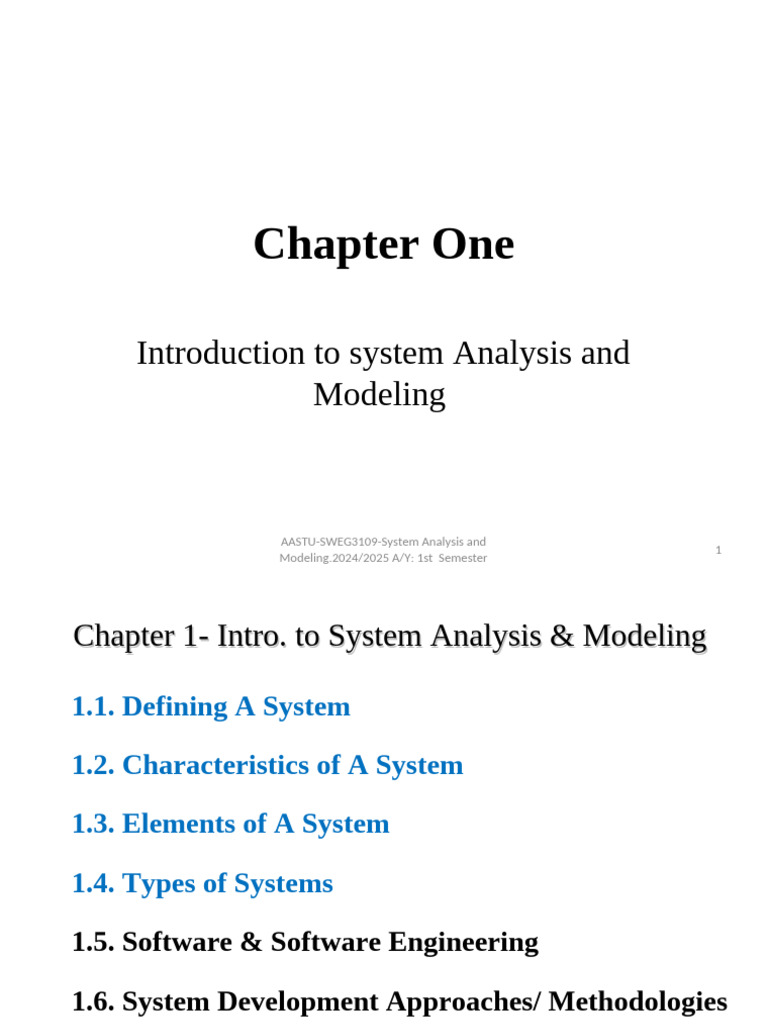 Chapter 1 Introduction To System Analysis and Modeling | PDF | System | Agile Software Development