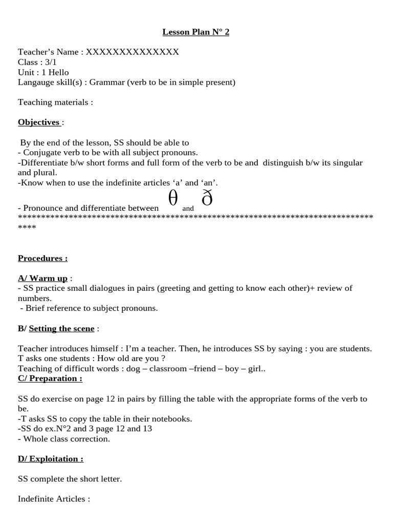 Pronunciation and Grammar Lesson Plan | PDF