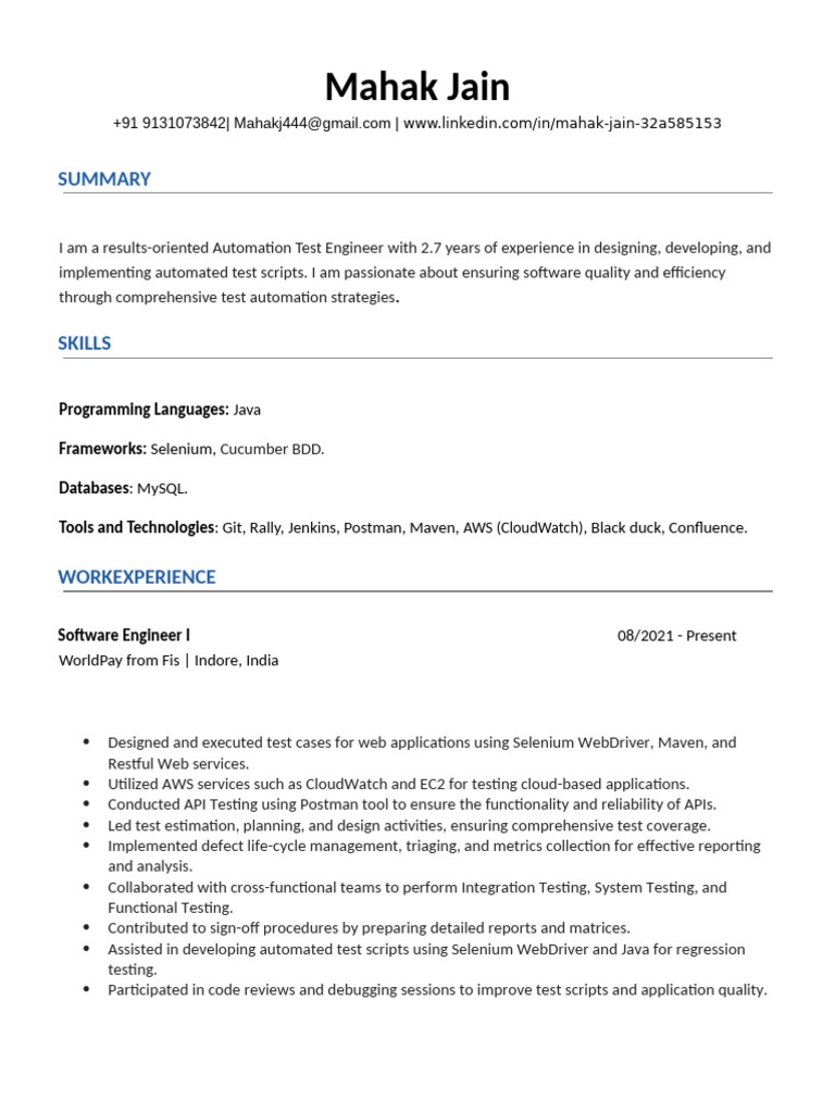 Mahak Resume 2024 | PDF