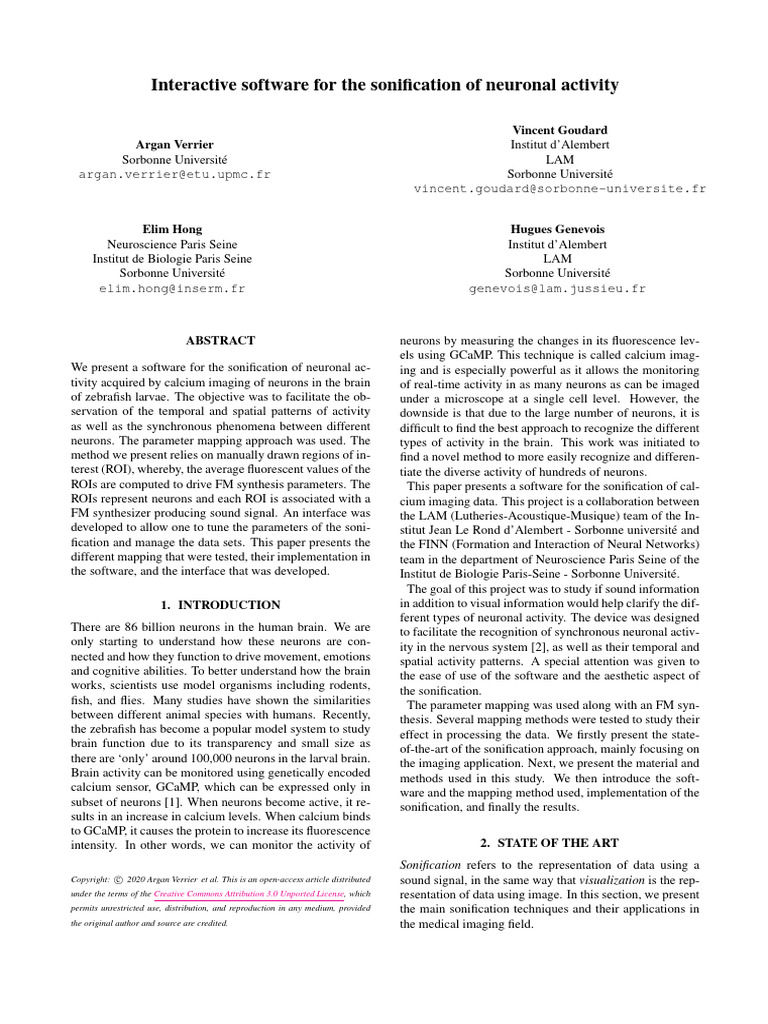 2020.SMC - Interactive Software For The Sonification of Neuronal Activity | PDF | Frequency ...