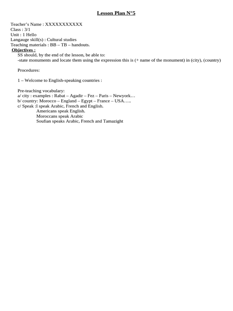 Lesson Plans Focus L4 | PDF | Foreign Language Studies