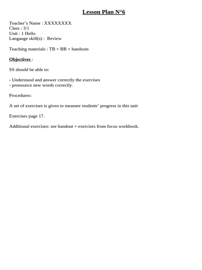 Lesson Plans Focus L5 | PDF | Foreign Language Studies