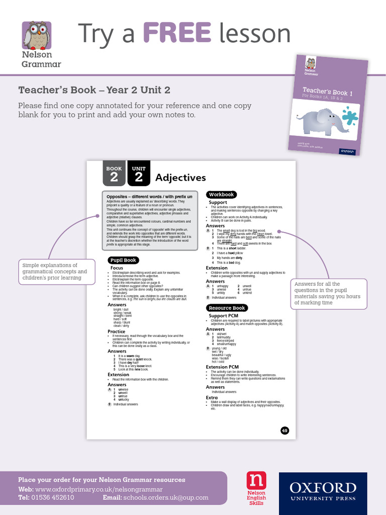Nelson Grammar Teacherbook Freelesson Final | PDF | Adjective ...
