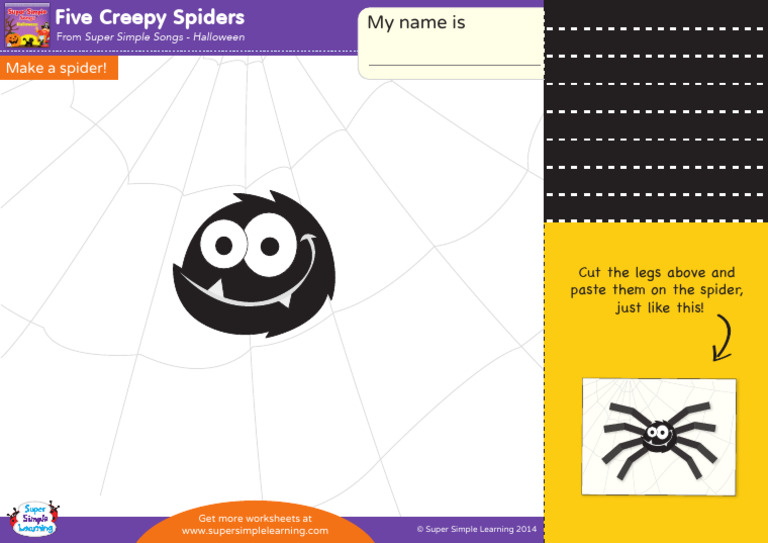 Five Creepy Spiders Worksheet Make A Spider | PDF