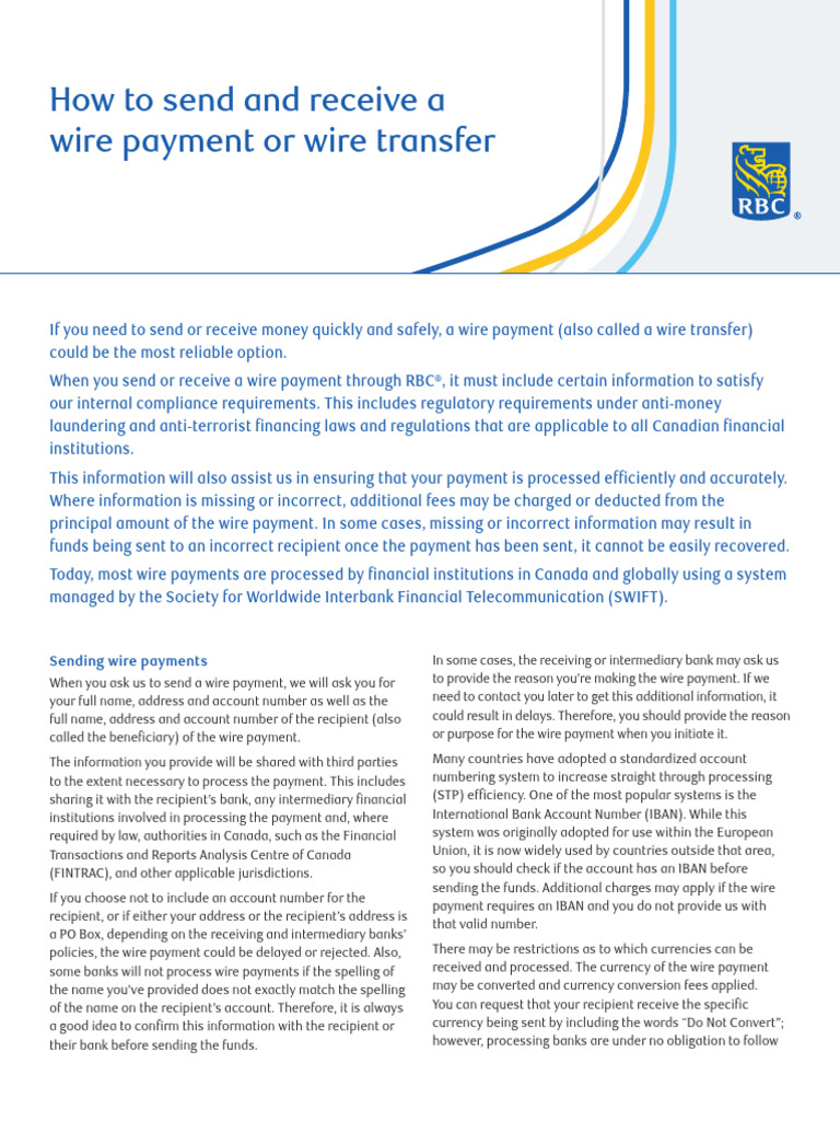 Send Receive Wire Paymentr Transfer | PDF | Wire Transfer | Banking